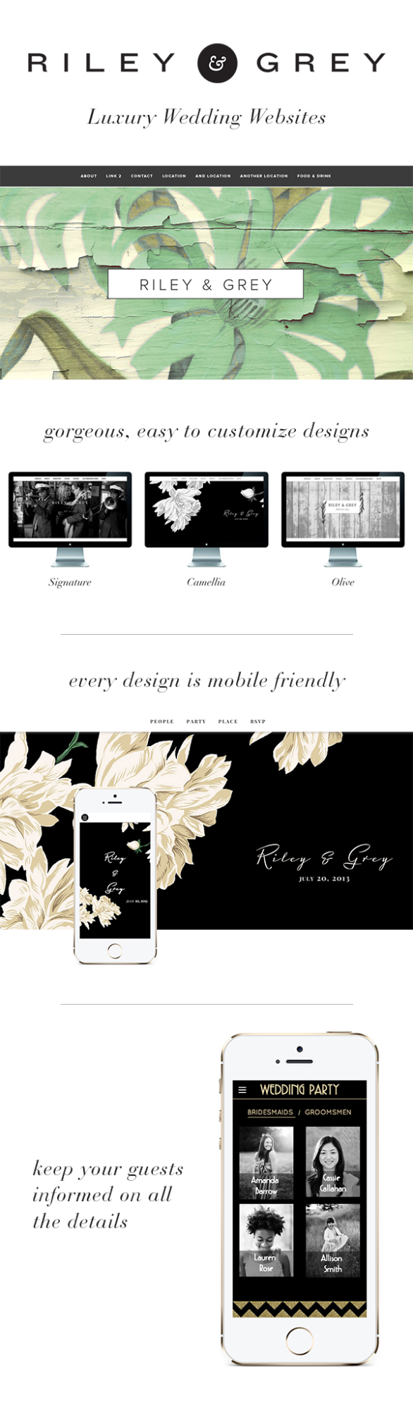 Luxury Wedding Websites from Riley & Grey | OnceWed.com