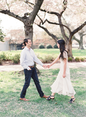 natural-spring-outdoor-engagement-session-ideas | PreOwned Wedding Dresses