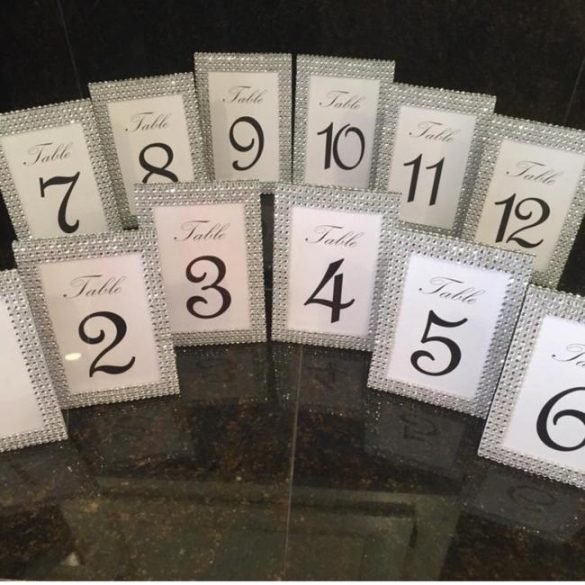 Rhinestone table numbers | PreOwned Wedding Dresses
